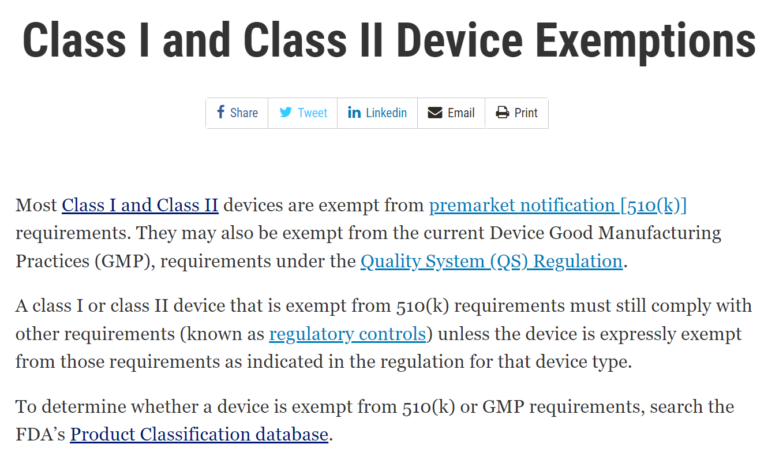 Class 1 and Class 2 exemptions - Medical Device Academy