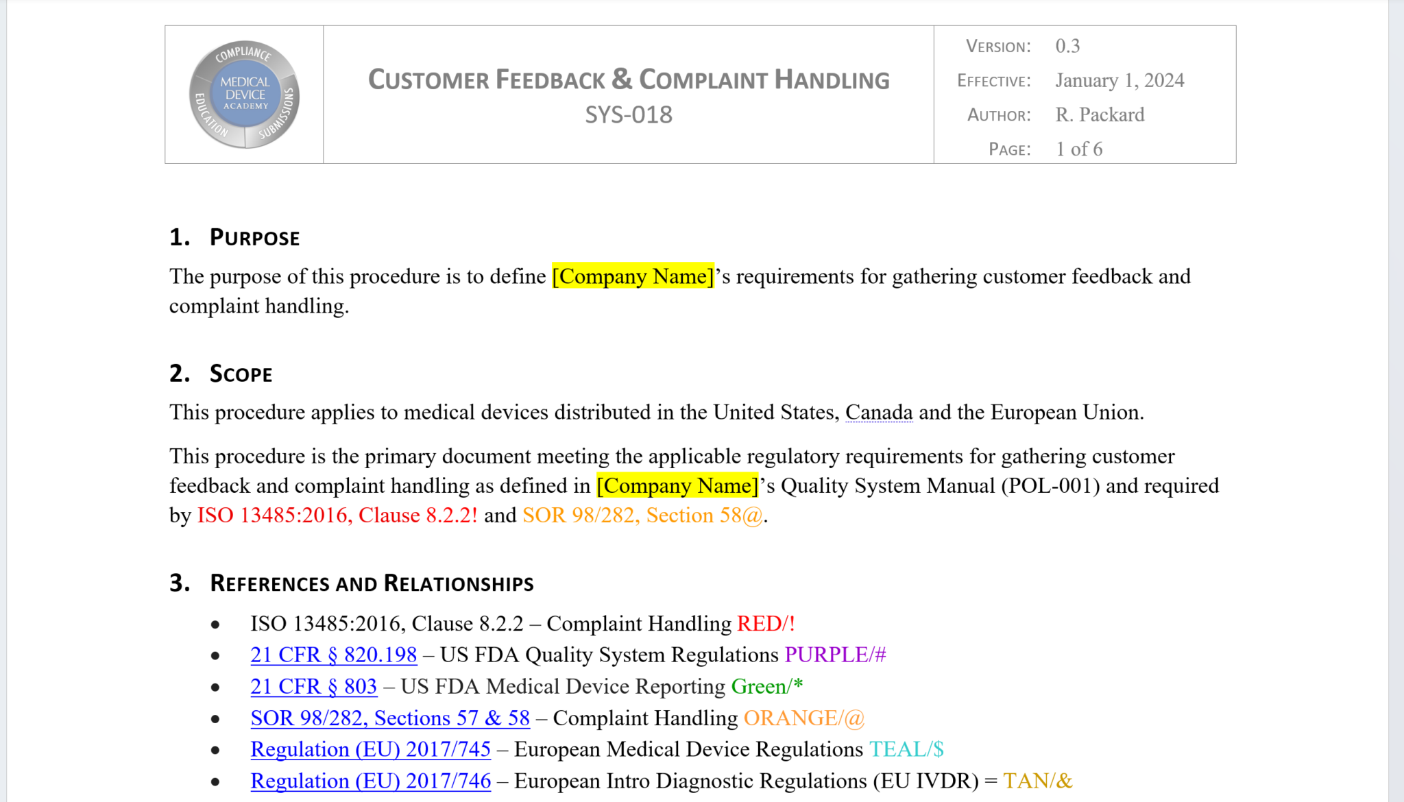 Complaint Handling Procedure Sys 018 And Webinar