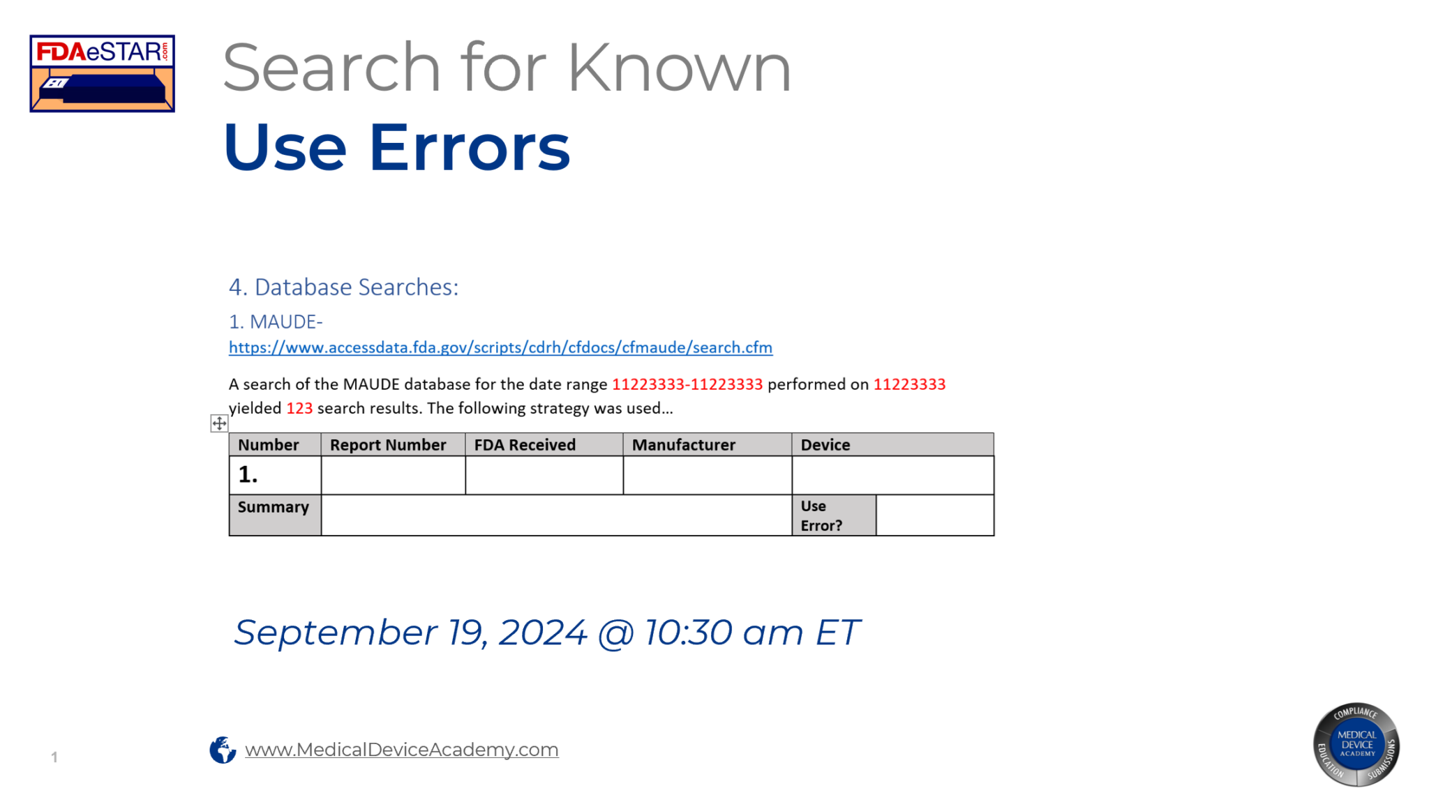 Known Use Errors Search Webinar