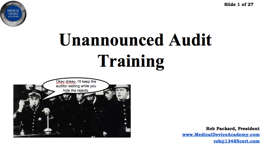 Unannounced Audit Training Webinar - Medical Device Academy